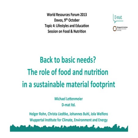 Food in sustainable consumption | PDF