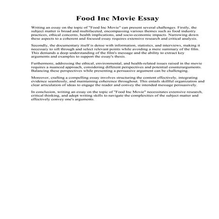Food Inc Movie Essay | PDF