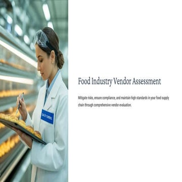 Food Industry Vendor Assessment checklist with eAuditor Audits ...