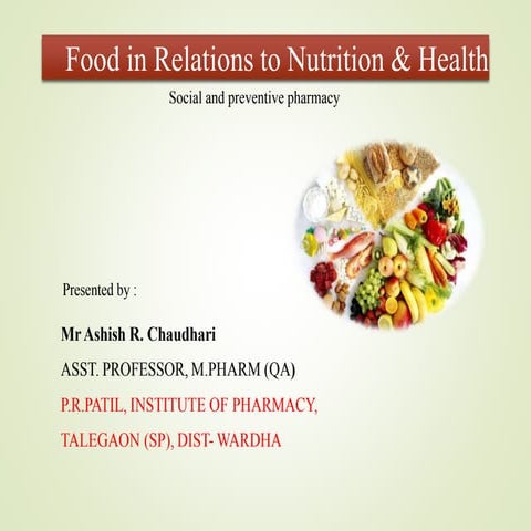 Food in relations to nutrition and health | PPTX