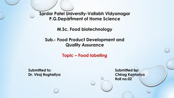 Fssai packaging & labeling | PPTX | Chemistry | Science