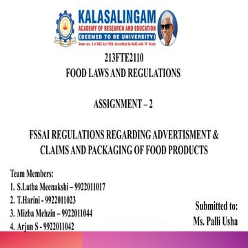 Food Laws & Regulations FSSAI Regulations.pptx