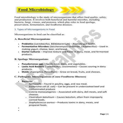 Food Microbiology for SEM-3 Botany & Biotechnology Students | PDF