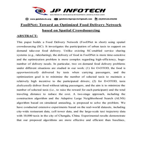 FooDNet: Toward an Optimized Food Delivery Network based on Spatial ...