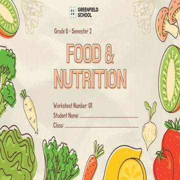 Food & Nutrition - Worksheet 01.pdf - Grade 7 and 8 | PDF