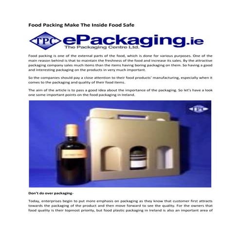 Packing of food products and processed food | PPTX