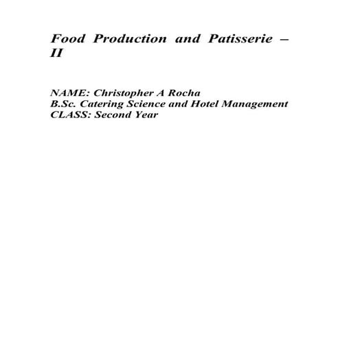Food production and patisserie | PDF