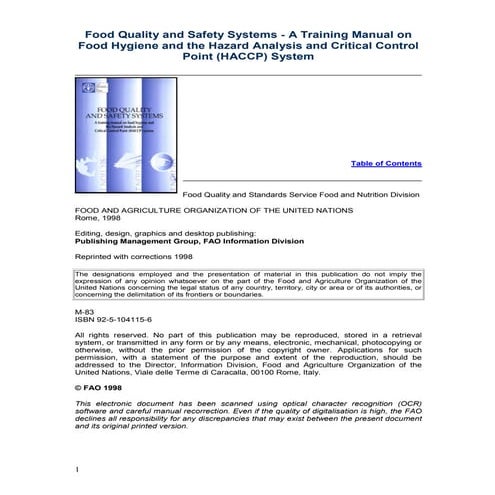 Food quality and safety systems a training manual on | PDF