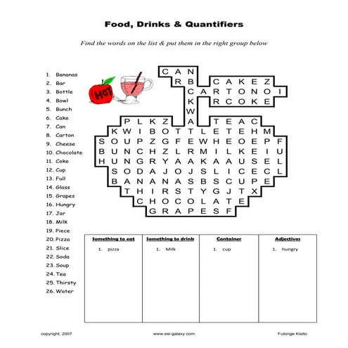 word search Foodquantifiers | PDF