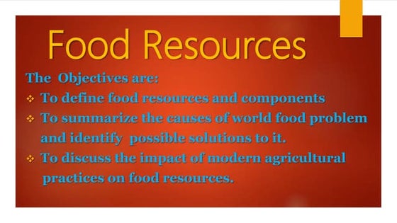 Food Resources (Environmental Science) | PPT