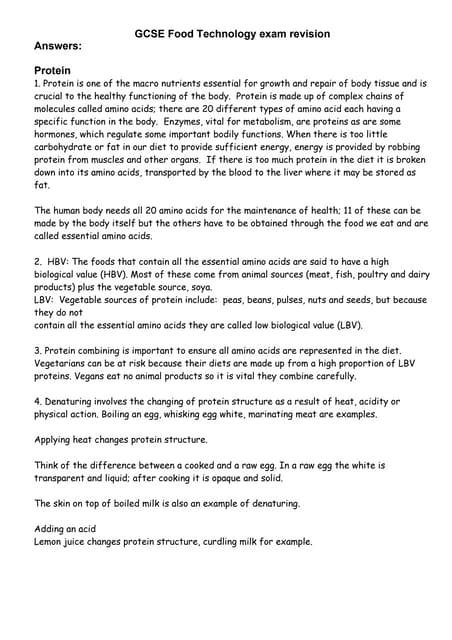 Food tests exam questions and mark scheme | RTF