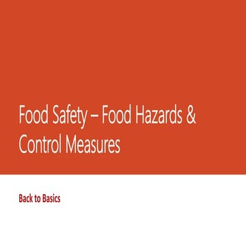 Food Safety Practices - Food hazards & control measures | PPTX
