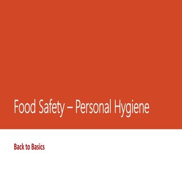 Food Safety Practices - Personal hygiene | PPTX