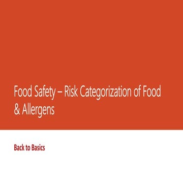 Food Safety Practices - Risk categorization of food & allergens | PPTX