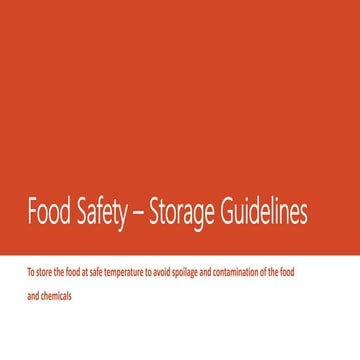 Food Safety Practices - Storage guidelines for perishable, provisional ...