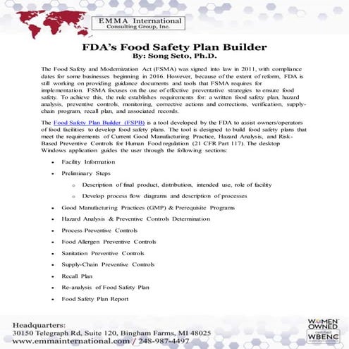 FDA’s Food Safety Plan Builder | DOCX