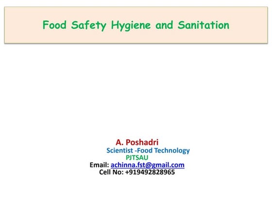 Contamination of foods | PPTX