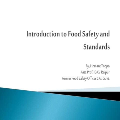 Food safety introduction. | PPTX | Chemistry | Science
