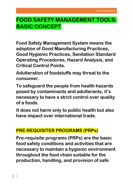 SSOP- SANITATION STANDARD OPERATING PROCEDURES | PPTX