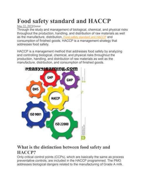 HACCP ;Definition, and principles | PPT