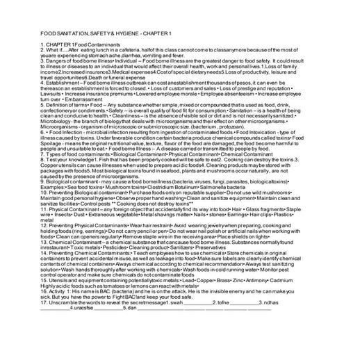 Food sanitation | DOCX