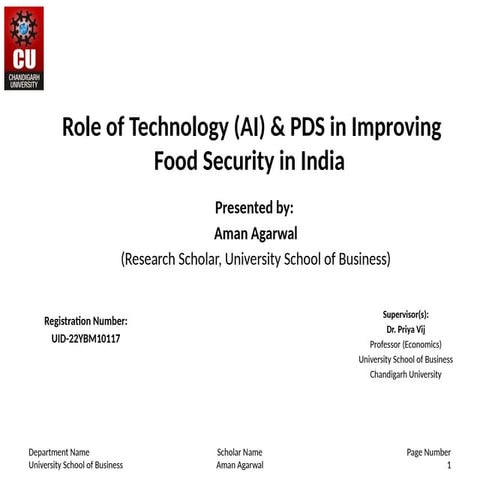 role of AI And PDS in Food security India | PPT