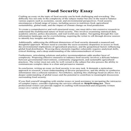Food Security Essay | PDF