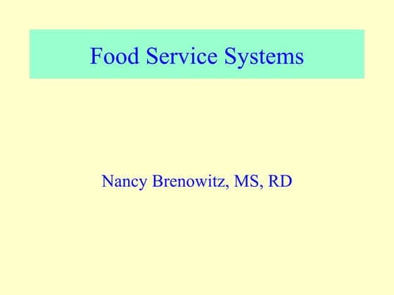The food service system | PPTX