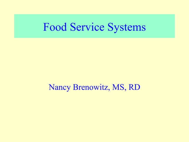 The food service system | PPTX