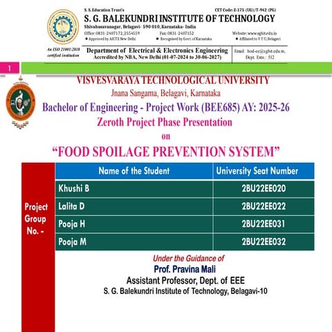 Food spoilage prevention system final year engineering project. | PPT