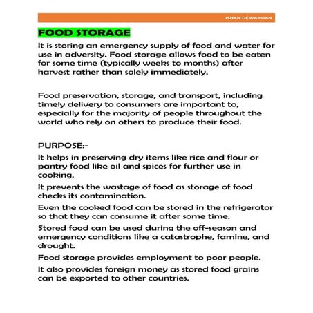 FOOD STORAGE | PDF
