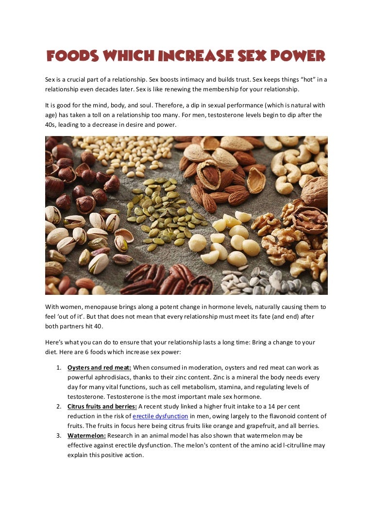 Foods Which Increase Sex Power