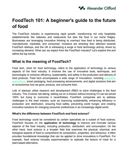 The Future of Dining: Innovations in Food and Technology | PDF | Food Industry | Industries