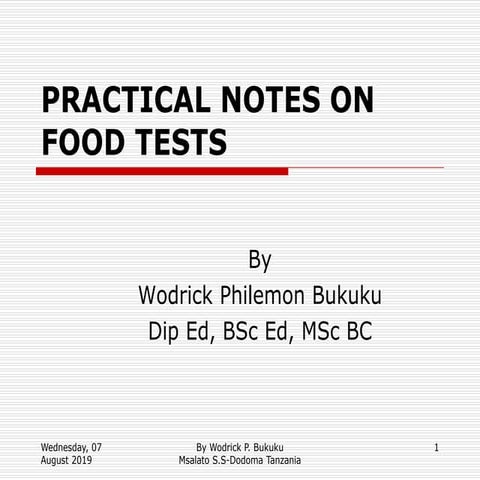 Food test practical notes | PPT