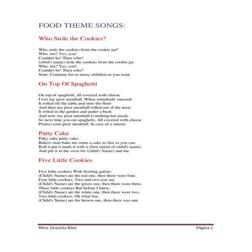 Food Theme Songs | PDF