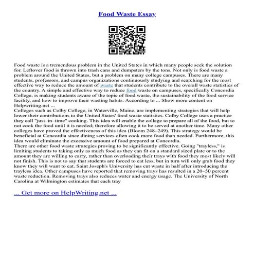 Food Waste Essay | PDF