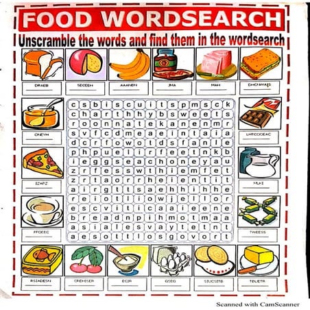 Food wordsearch | PDF