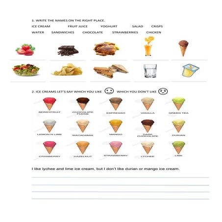 Food worksheet 1 3rd | PDF