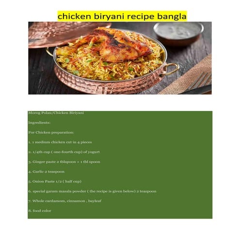 chicken biryani recipe bangla | PDF