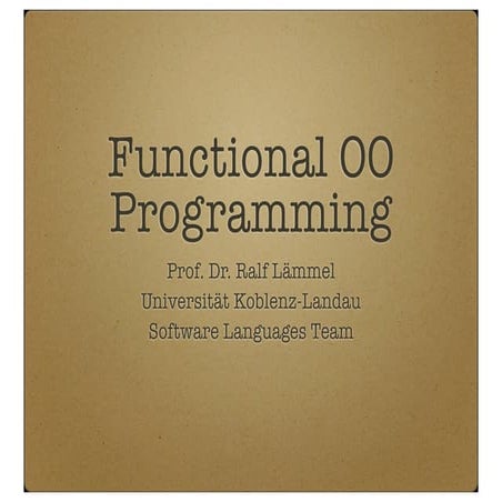 Functional Oo Programming As Part Of The The Ptt Lecture Ppt