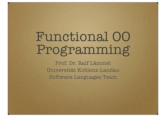 Functional Oo Programming As Part Of The The Ptt Lecture Ppt
