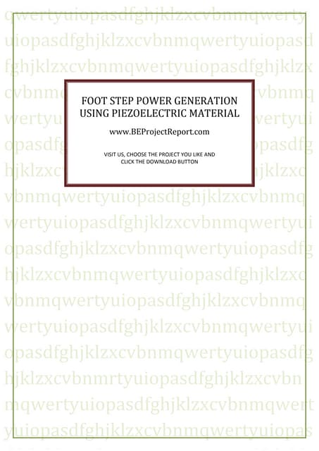FOOT STEP POWER GENERATION | PPTX | Physics | Science