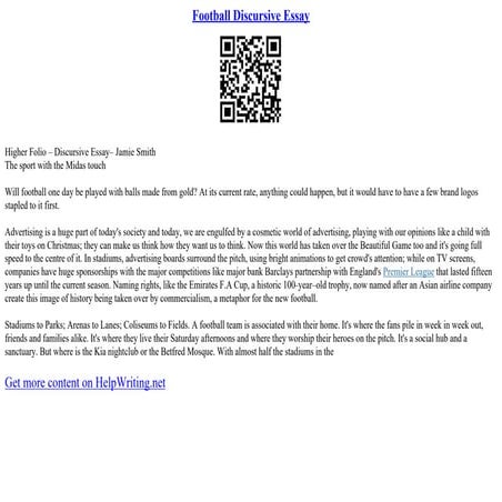 Football Discursive Essay | PDF