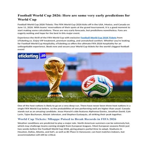 Football World Cup 2026 Here are some very early predictions for World ...
