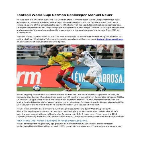 Football World Cup German Goalkeeper Manuel Neuer.docx
