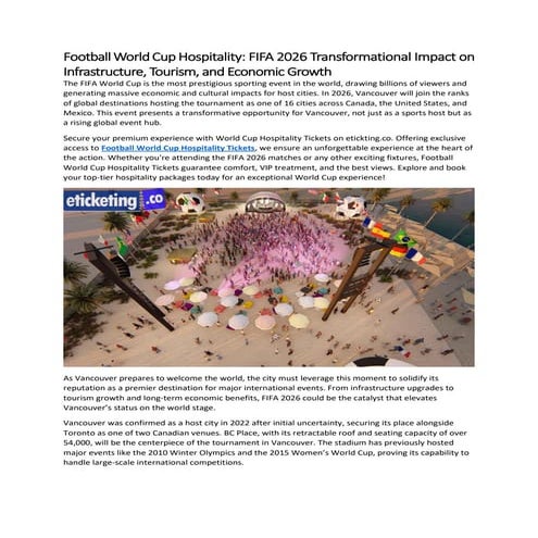 Football World Cup Hospitality Transformational Impact Infrastructure ...