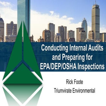 Conducting Internal Audits & Preparing for EPA/DEP/OSHA Inspections | PDF