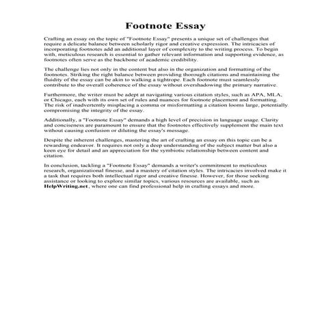 Footnote Essay | PDF