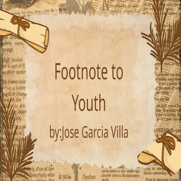 Footnote To Youth 21stcentury Literature Pptx