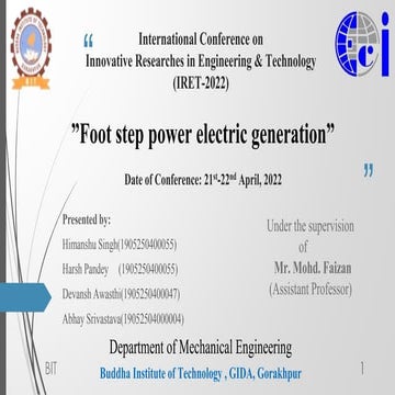 Foot step power generator | PPT
